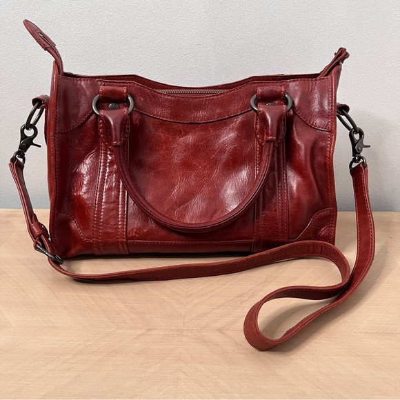 Frye | Bags | Frye Melissa Zip Satchel Leather Handbag Oxblood Brown ...